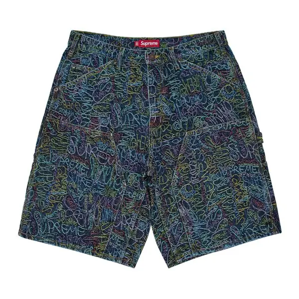 Supreme Handwriting Double Knee Denim Short - Blue