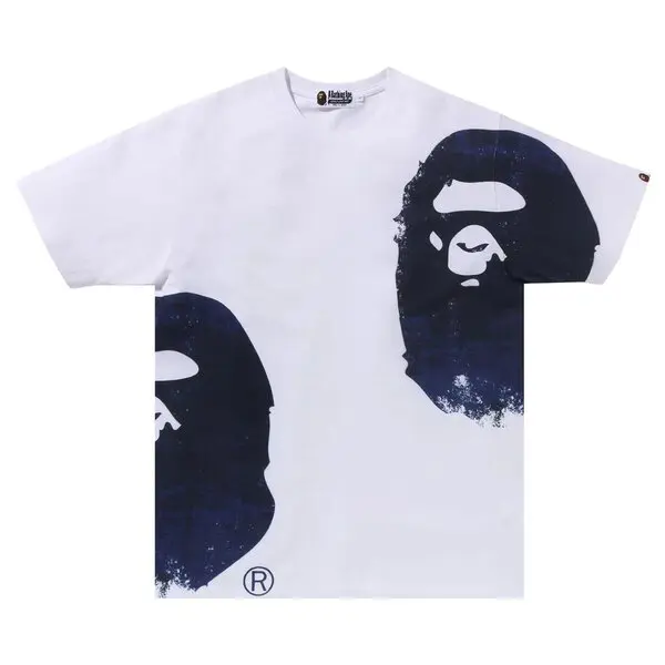 A BATHING APE Overprinted Multi Ape Head Tee - White