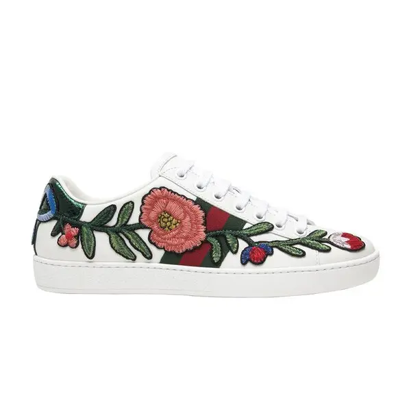 Gucci Ace Embroidered Floral Sneakers - White