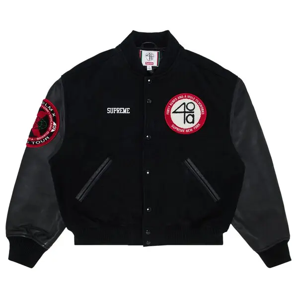 Supreme X 40 Acres Malcolm X Varsity Jacket - Black