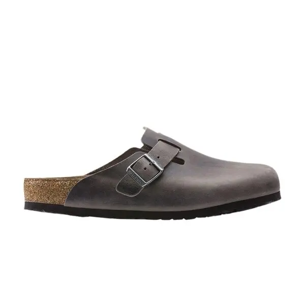 BIRKENSTOCK Boston Soft Footbed Oiled Leather Clogs - Grey