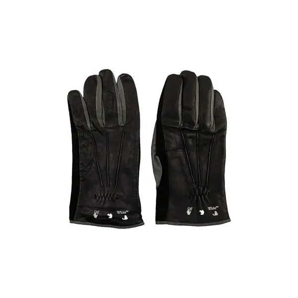 Off-White Leather Pivot Gloves - Black
