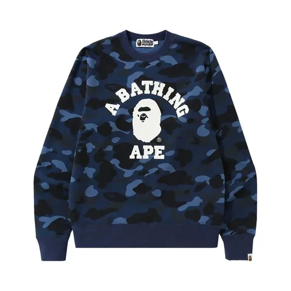 A BATHING APE Color Camo College Crewneck - Blue