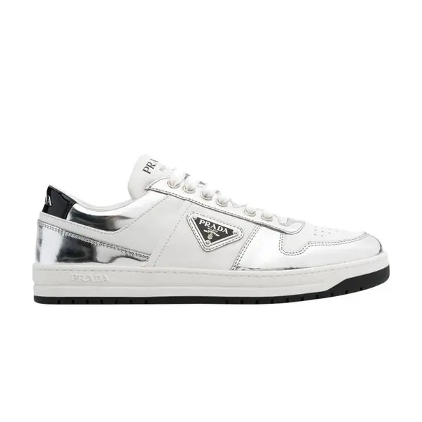 Prada Downtown Leather Sneakers - Silver