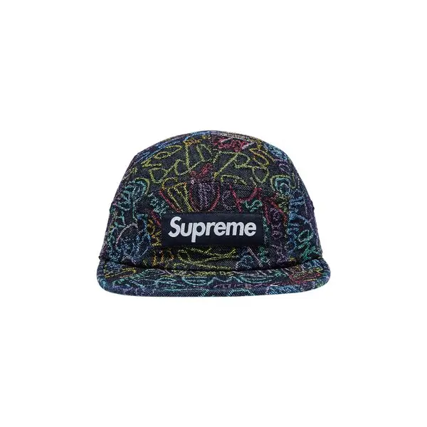 Supreme Handwriting Denim Camp Cap - Blue