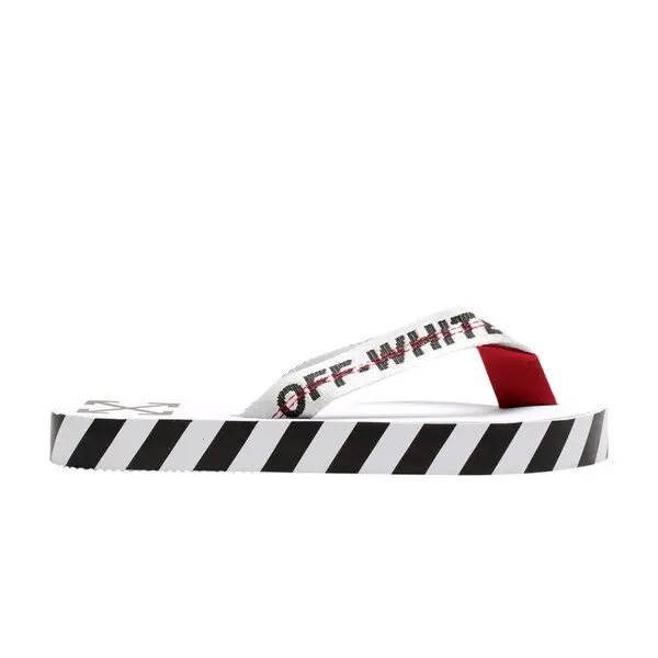 Off-White Graphic Print Flip Flops - White