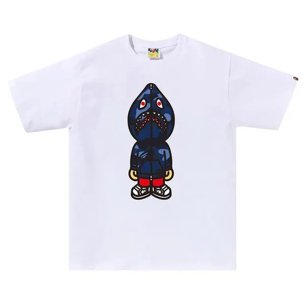 A BATHING APE Color Camo Classic Milo Shark Tee - White