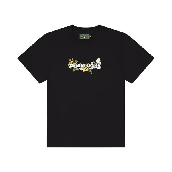 DENIM TEARS Cotton Floral Logo Tee - Black