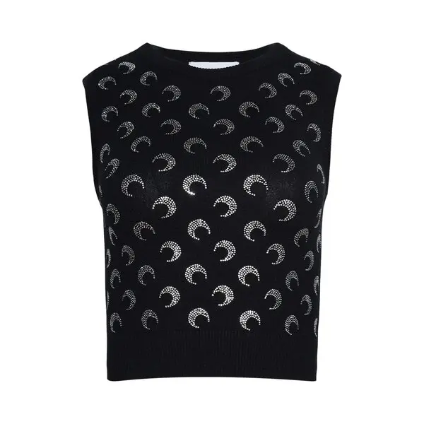 MARINE SERRE Moon Strass Knit Vest