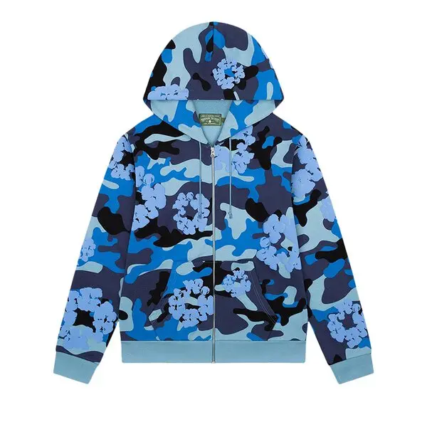 DENIM TEARS The Wreath Zip Hoodie - Blue