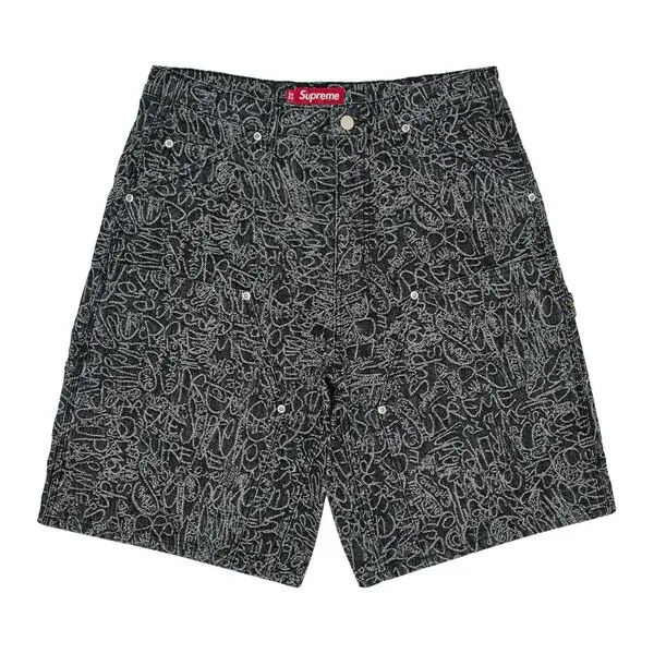 Supreme Handwriting Double Knee Denim Short - Black