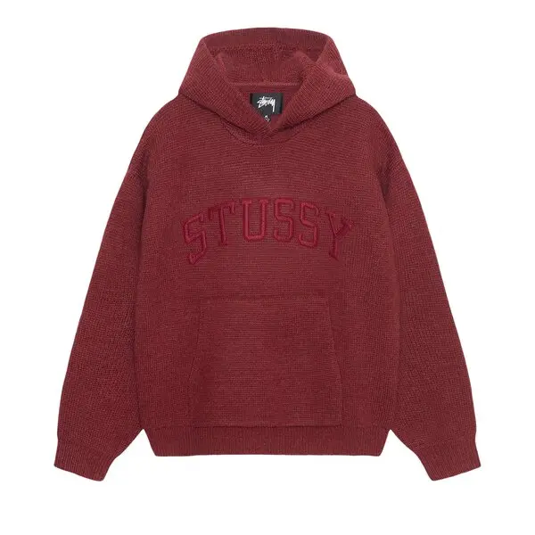 StÜssy Felt Patch Knit Hoodie - Red