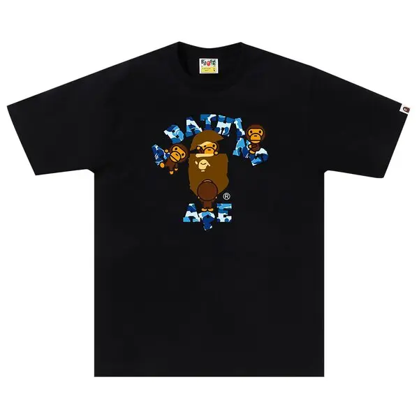 A BATHING APE Abc Camo College Milo Tee - Black