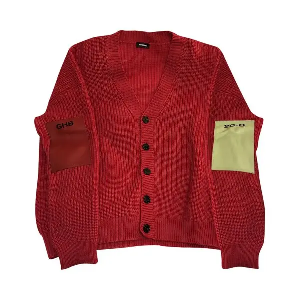 Raf Simons Oversized V-neck Patch Cardigan