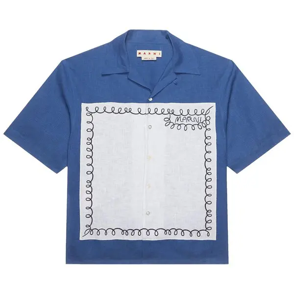 Marni Organic Poplin Bowling Shirt - Blue