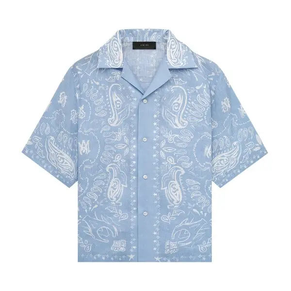 Amiri Bandana Watercolor Camp Shirt - Blue