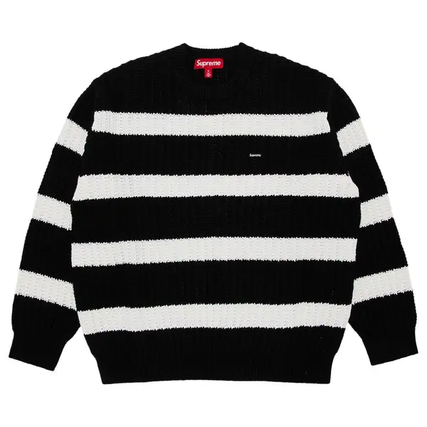 トップス Supreme Loose Gauge Stripe Sweater sizeS Supreme Loose Gauge Stripe Small Box Sweater - Black | Editorialist