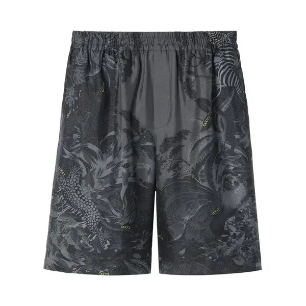 Gucci Flora And Fauna Print Silk Shorts - Black