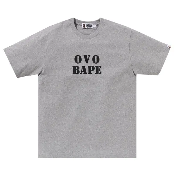 A BATHING APE X Ovo Stencil Logo Tee - Grey
