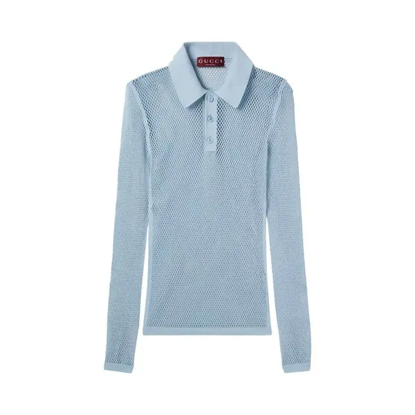 Gucci Embossed Technical Mesh Polo Top