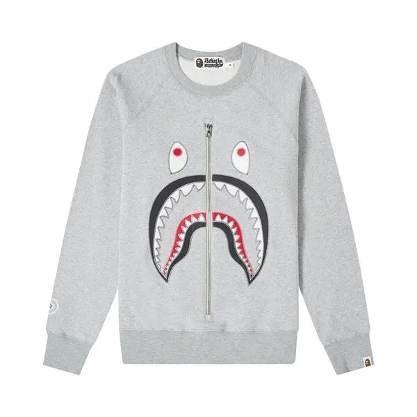 A BATHING APE Shark Applique Zip Crewneck