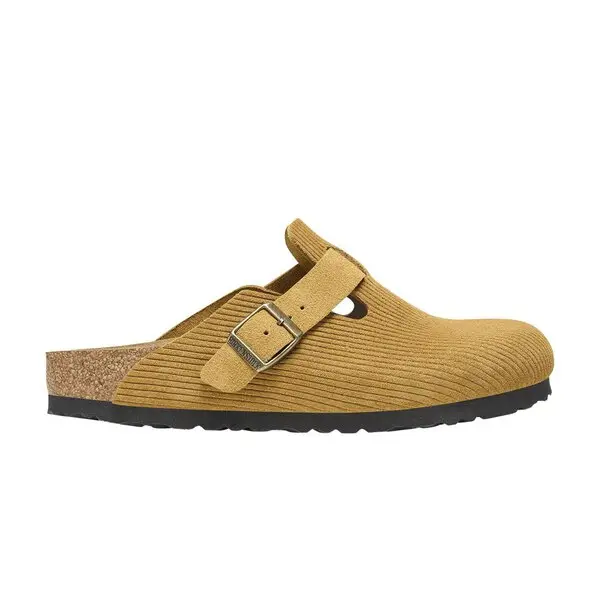 BIRKENSTOCK Boston Suede Embossed Corduroy Clogs - Tan