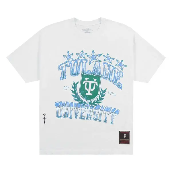 TRAVIS SCOTT X Mitchell & Ness Tulane University Handdrawn Tee - White