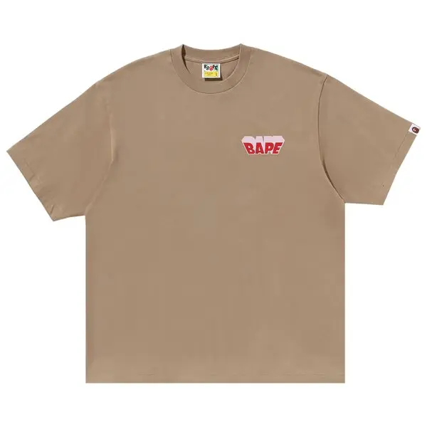 A BATHING APE Graffiti Logo Relaxed Fit Tee - Tan