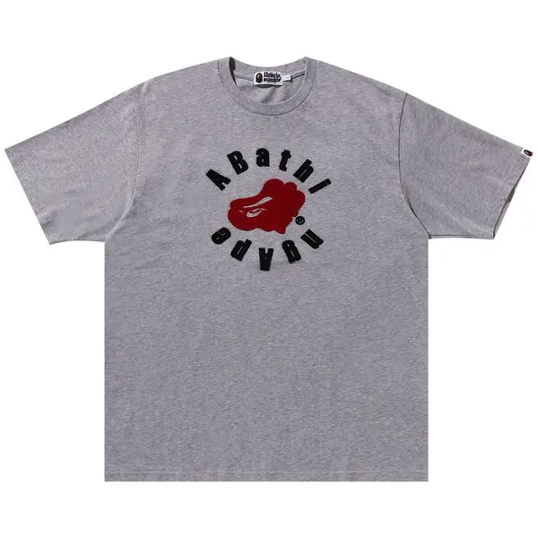 A BATHING APE Circular Ape Head Relaxed Fit Tee - Grey