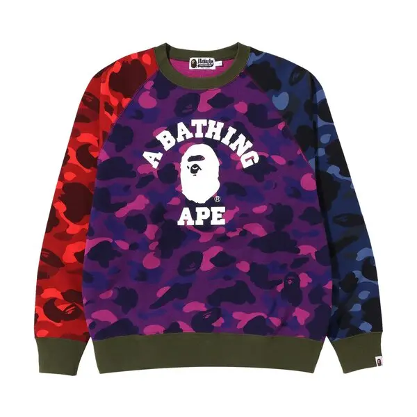 A BATHING APE Crazy Camo Relaxed Fit Crewneck - Multicolor
