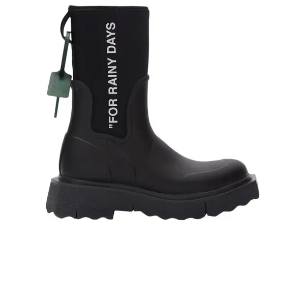 Off-White Sponge Rubber Rain Boots - Black