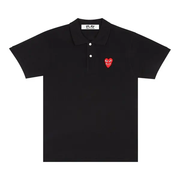 Play Comme Des Garcon Double Heart Polo - Black