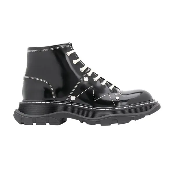 Alexander McQueen Tread Slick Lace Up Boot - Black