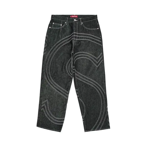 Supreme S Logo Rigid Baggy Jean - Black | Editorialist