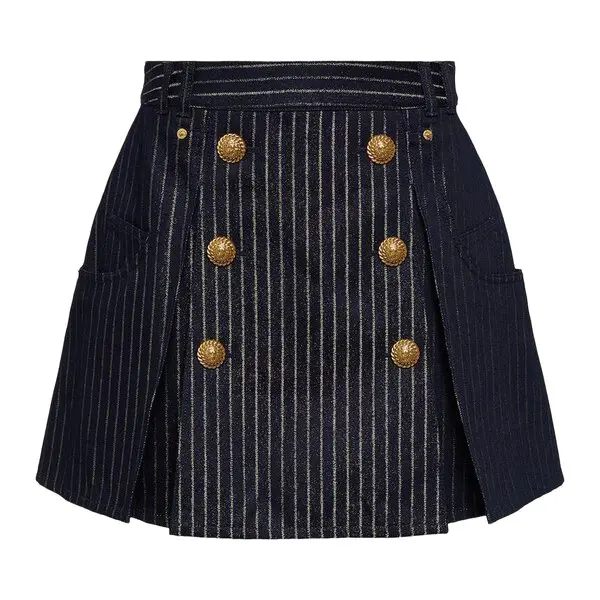 Balmain Pinstriped Skirt With Button Detail