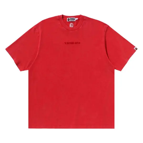 A BATHING APE Garment Dye Bathing Ape Logo Relaxed Fit Tee - Red
