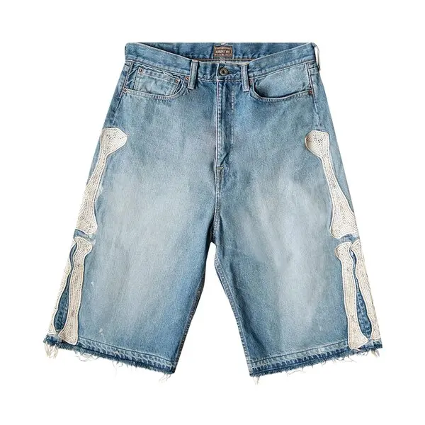 Kapital Bone Denim Shorts - Blue