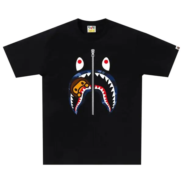 A BATHING APE Color Camo Milo Shark Tee - Black