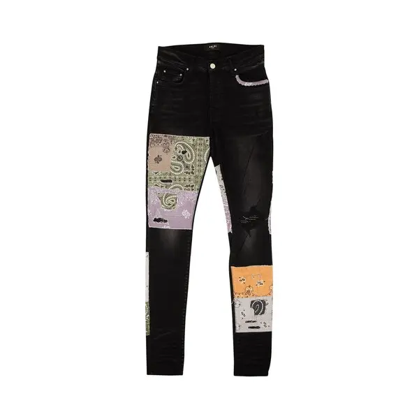 Amiri Bandana Art Patch Jeans - Black
