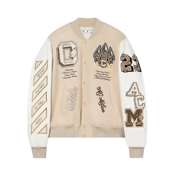 Off-White X Ac Milan Varsity Jacket - Cream