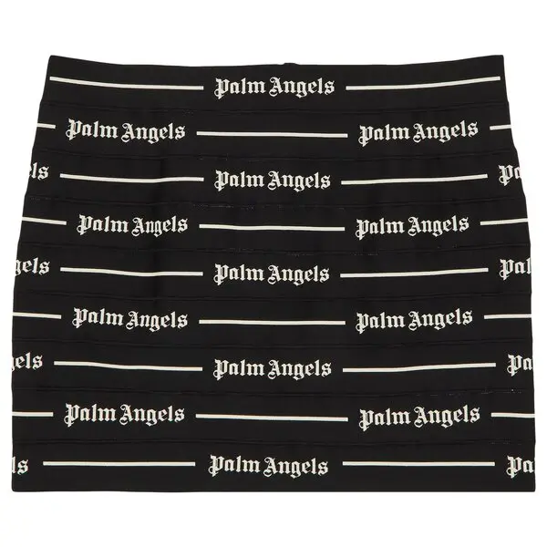 Palm Angels Mini Skirt With Logo Tape - Black