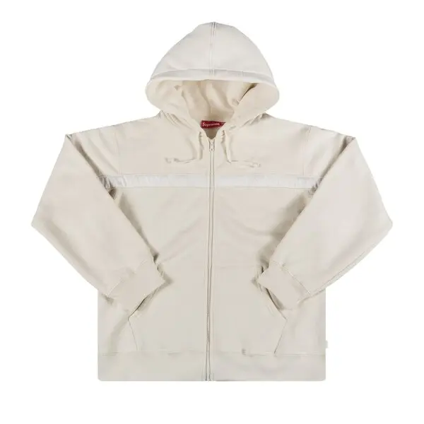 Supreme Text Stripe Zip Up Hooded Sweatshirt - Cream