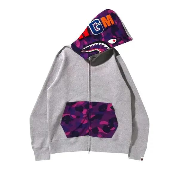 A BATHING APE Color Camo Shark Full Zip Hoodie - Grey