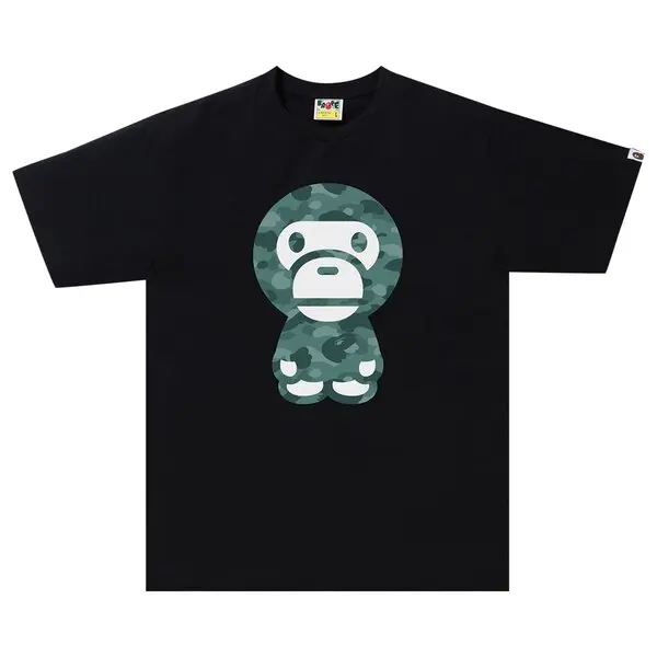 A BATHING APE Color Camo Big Baby Milo Tee - Black