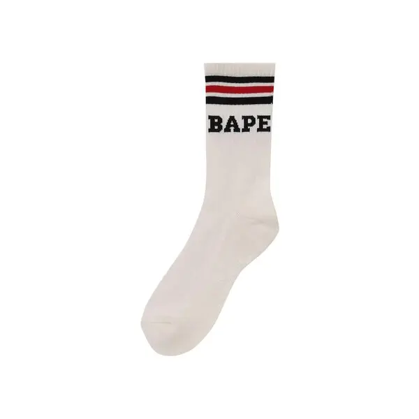 A BATHING APE Striped Crew Socks - Black