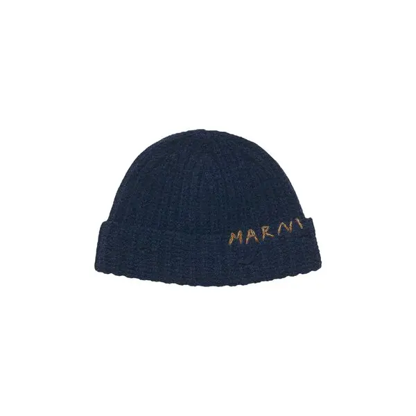 Marni Broken Fisherman Wool Beanie - Blue