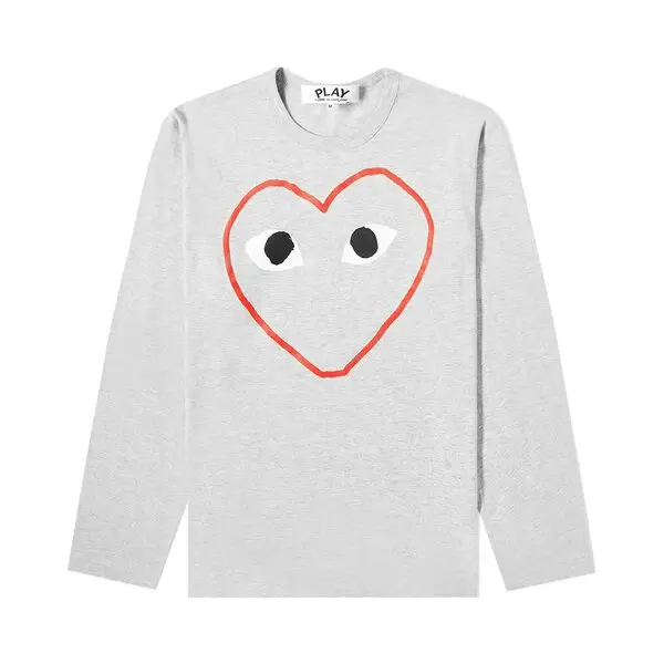 Play Comme Des Garcon Long-sleeve T-shirt With Heart Logo - Grey