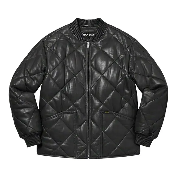 Supreme Quilted Leather Work Jacket - Black