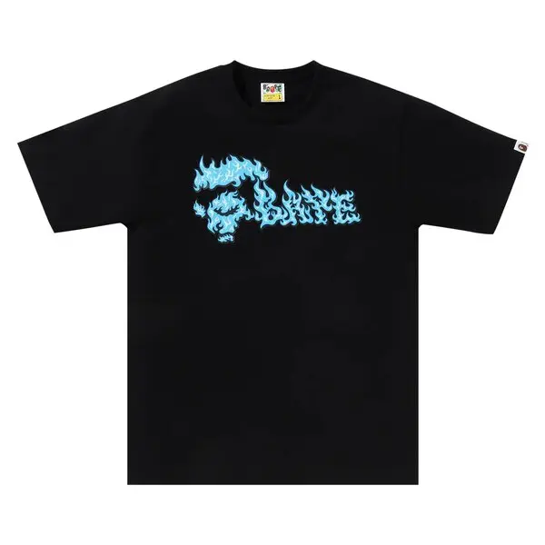 A BATHING APE Flame Ape Face Tee - Black