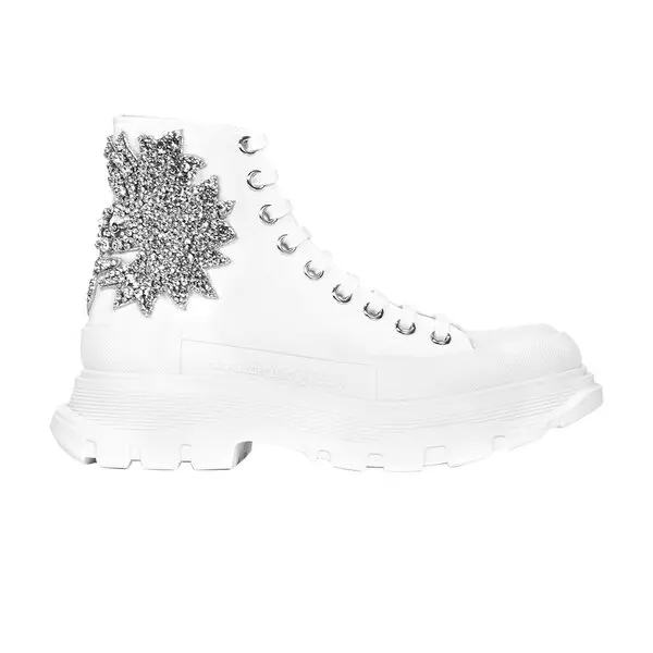 Alexander McQueen Tread Slick Boot With Crystal Cloud Embroidery